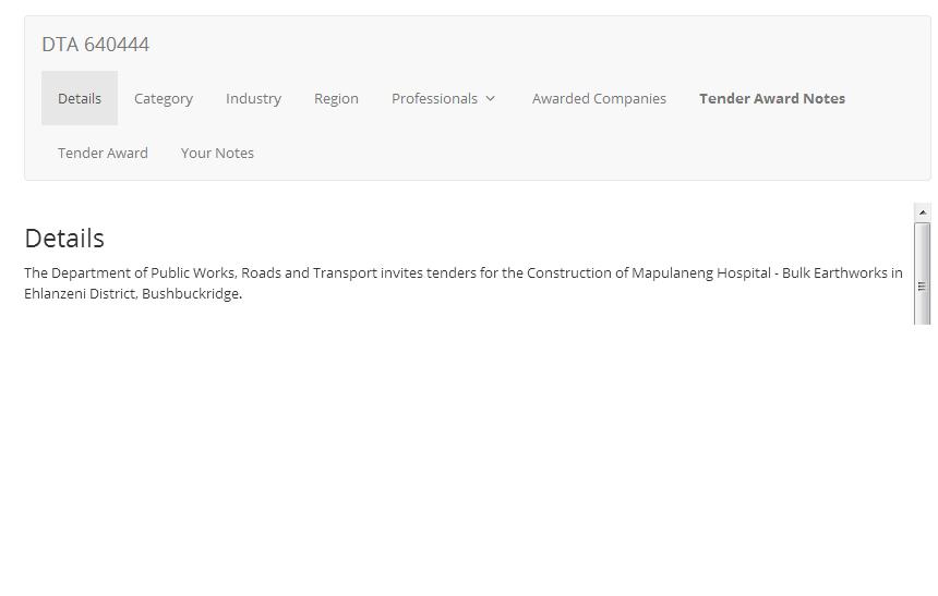 Tender Details – Help Tutorials – FAQ Guides